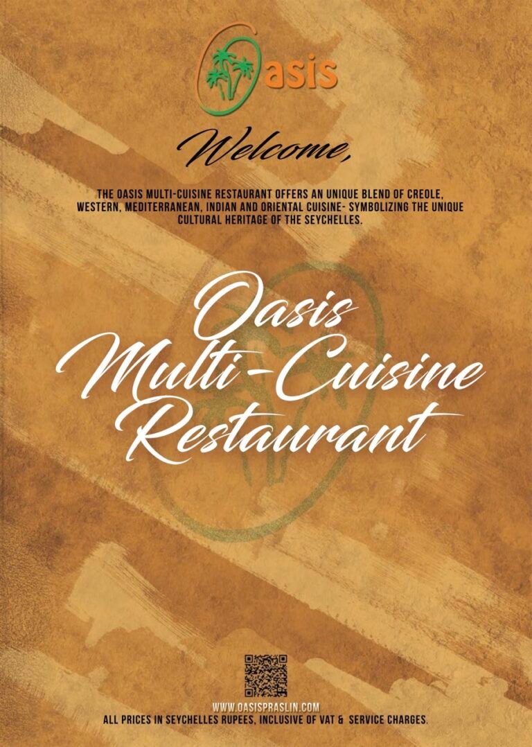 Oasis Restaurant Menu – Oasis Resort & Casino Praslin